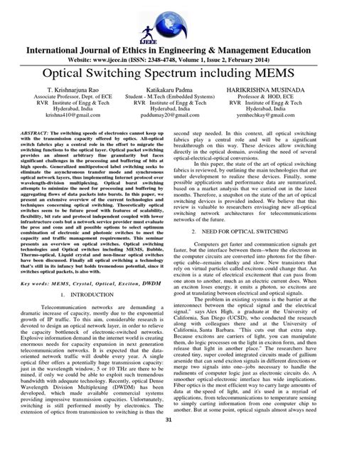 Optical Switching Technology Pdf Wavelength Division Multiplexing Optical Fiber