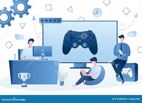 Cross Platform Multiplayer Concept Players Male Characters Stock