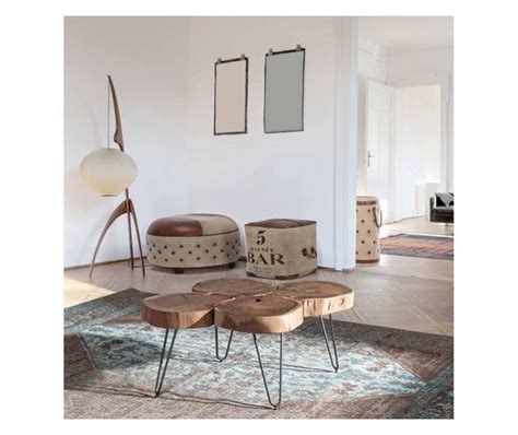 Маса за кафе Сив дървен плот и стъклени крака Желязо Черна изба 90 Cm X 60 Cm X 40 H Vivre