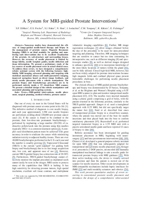 Pdf A System For Mri Guided Prostate Interventions