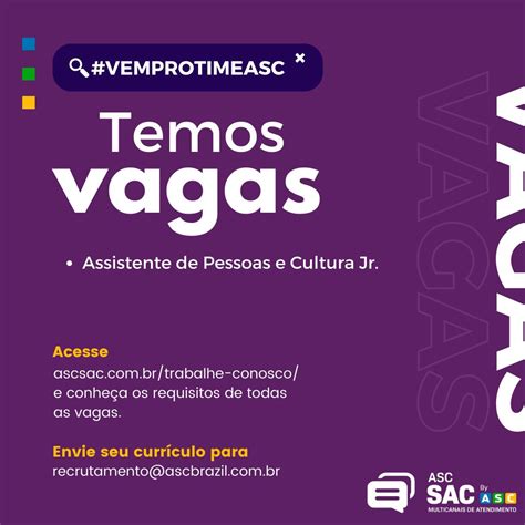 Ascsac Ascbrazil Trabalheconosco Vagasabertas Vemprotimeasc Asc