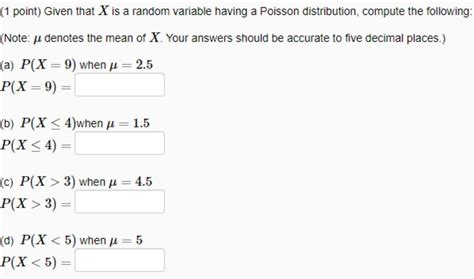 Solved 1 Point Given That X Is A Random Variable Having A Chegg Com
