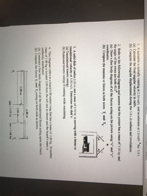 Solved 1 A Turntable Is Initially Rotating At 2 50rad S And