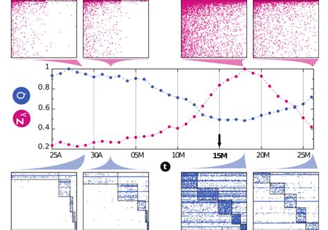 nestedness and modularity exhibit anti correlated patterns the central