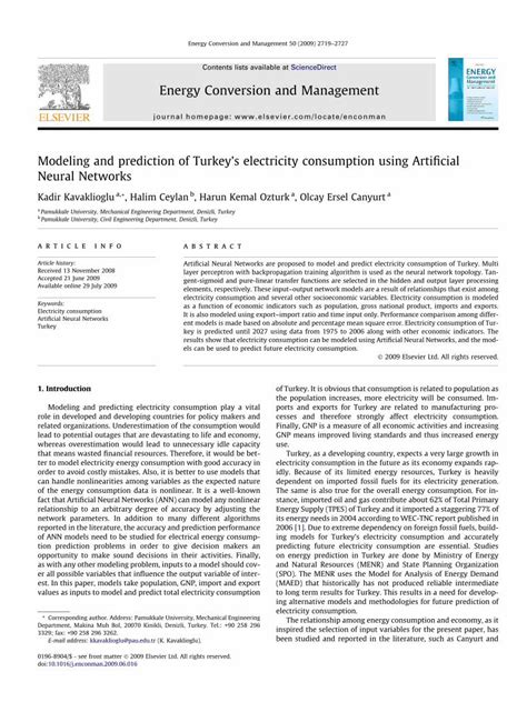 Pdf Modeling And Prediction Of Turkeys Electricity Consumption Using