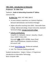 ITEC3100 Chapter1 Docx ITEC 3100 Introduction To Networks Professor