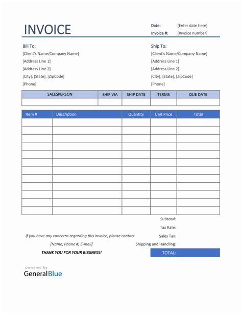 Free Excel Sales Invoice Templates