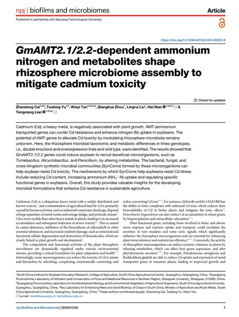 Pdf Gmamt2122 Dependent Ammonium Nitrogen And Metabolites Shape