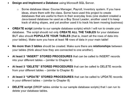 Solved Design And Implement A Database Using Microsoft Sql