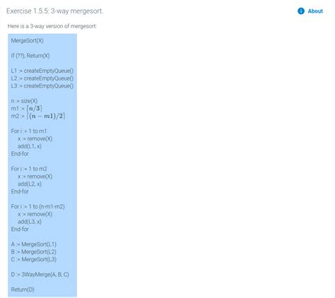solved exercise 1 5 5 3 way mergesort about here is a