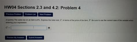 Solved Hw04 Sections 23 And 42 Problem 4 Previous Problem