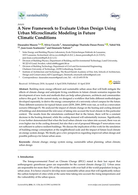 Pdf A New Framework To Evaluate Urban Design Using Urban Microclimatic Modeling In Future