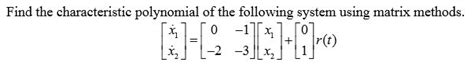 Solved Find The Characteristic Polynomial Of The Following