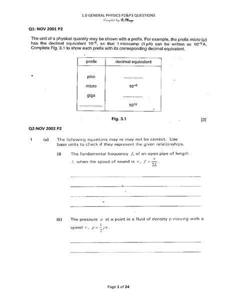 General Physics P2andp3 Exam Questions Compilation