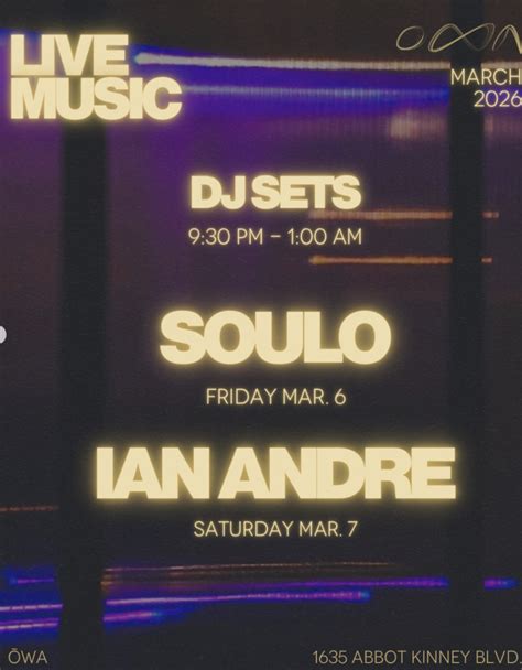 Owa This Weekend Dj Sets By Soulo And Ian Andre Breakfast Lunch