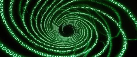 A Spiraling Vortex Of Green Binary Code On A Black Background Evoking Technology Premium Ai