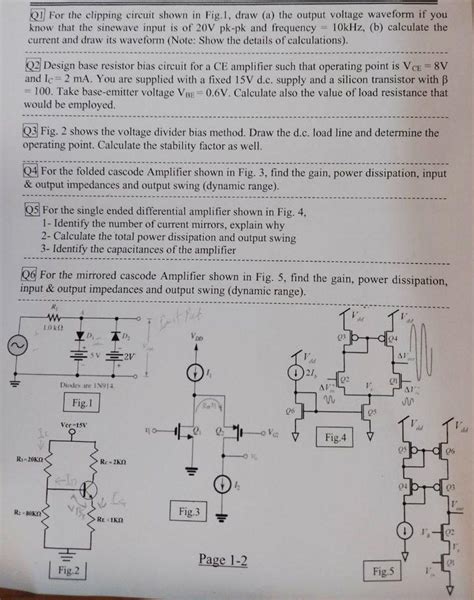 Solved Q For The Clipping Circuit Shown In Fig Draw A Chegg
