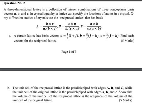 Solved Question No A A Three Dimensional Lattice Is A Chegg