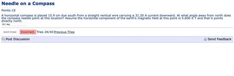 Solved Needle On A Compass Points 10 A Horizontal Compass