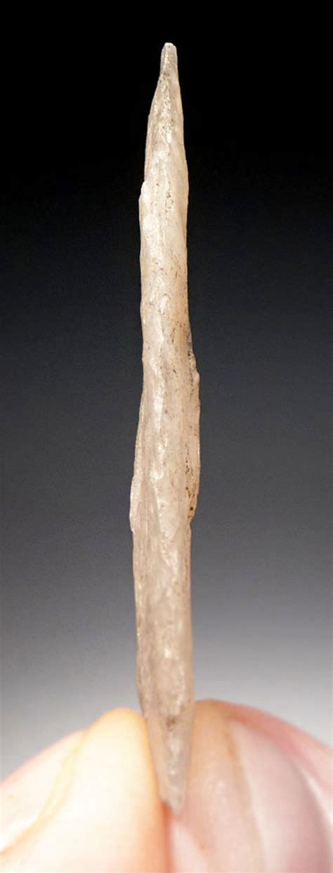 Large Mayan Pre Columbian Side Notch Atlatl Arrowhead In Translucent White Chert Pc334 Time