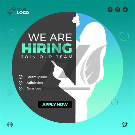دانلود فایل لایه باز قالب پست اینستاگرام طرح آگهی استخدامی رنگ روشن دانلود رایگان فایل لایه