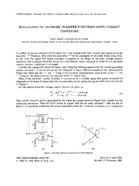 Pdf Realization Ofnth Order Transfer Functions Using Current