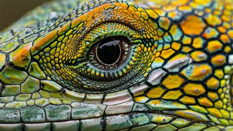 A Detailed View Of A Lizard S Eye Showcases Its Vibrant Colors Stock