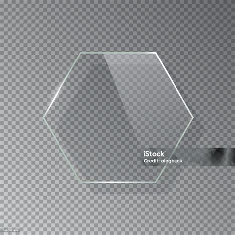 회색 투명 배경에 격리된 현실적인 3d 육각형 유리 프레임 창조적 인 경계 판 개체 프레임 워크 육각형에 대한 스톡 벡터 아트