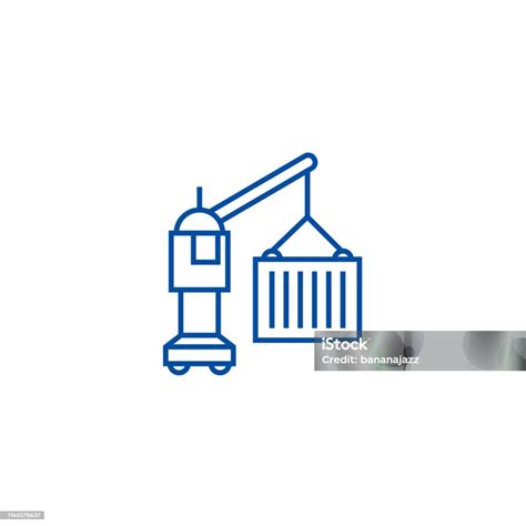 화물 라인 아이콘 개념 산업 물류 크레인 화물 평면 벡터 기호 기호 개요 그림을 가진 산업 물류 크레인 건설 산업에 대한 스톡
