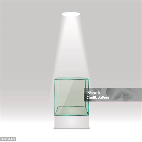 스포트 라이트에서 유리 상자입니다 벡터 일러스트 레이 션 3차원 형태에 대한 스톡 벡터 아트 및 기타 이미지 3차원 형태 Fashion Show 강단 Istock