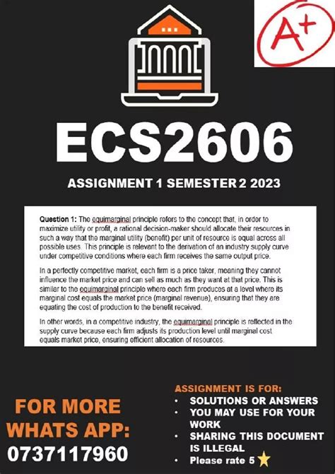 ECS2606 Assignment 1 Semester 2 2023 ANSWERS ECS2606 Environmental Economics ECS2606