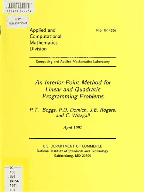 Fillable Online Nvlpubs Nist An Interior Point Method For Linear And