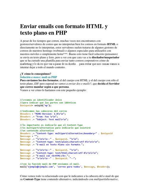 enviar correo formato html plano pdf correo electrónico html
