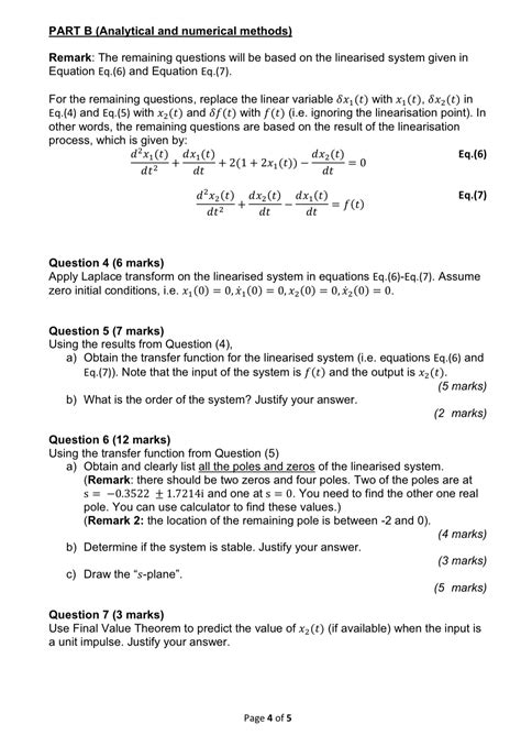 PART B Analytical And Numerical Methods Remark The Chegg