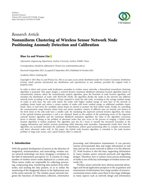 Pdf Nonuniform Clustering Of Wireless Sensor Network Node Positioning Anomaly Detection And