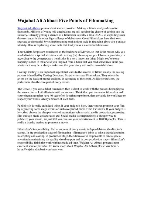 Ppt Wajahat Ali Abbasi Five Points Of Filmmaking Powerpoint Presentation Id7334055