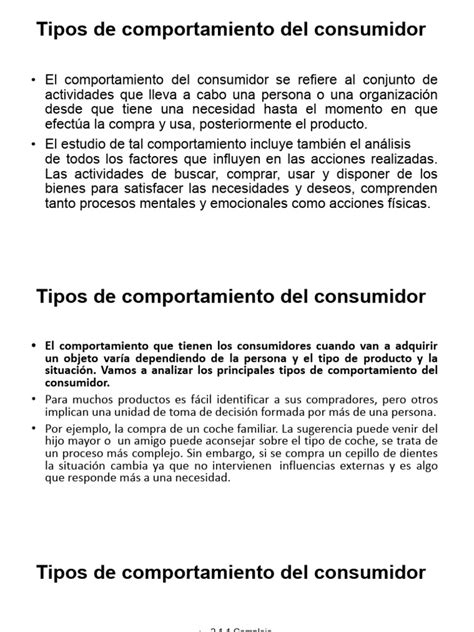 Tipos De Comportamiento Del Consumidor Abril 23 Pdf