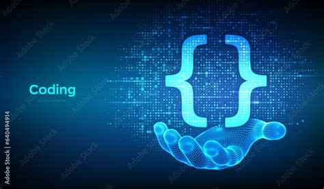 Programming Code Coding Or Hacker Sign Programming Code Icon Made With Binary Code In