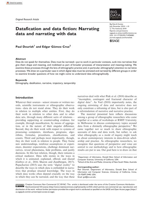 Pdf Datafication And Data Fiction Narrating Data And Narrating With Data