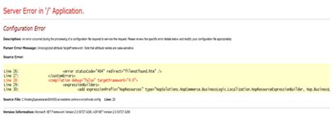 Server Error In “” Application Configuration Error