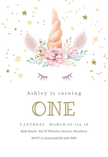 Rainbow Unicorn Themed First Birthday Party Invitation Ph
