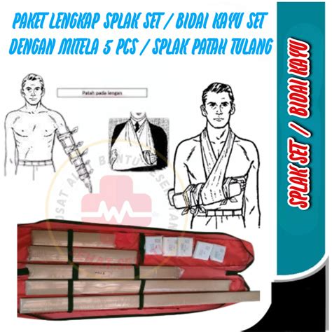 Jual Paket Lengkap Spalk Set 6 Bidai Kayu Set Dengan Mitela 6 Pcs Splak Patah Tulang