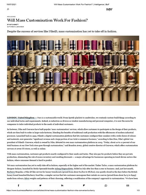 Will Mass Customisation Work For Fashion Intelligence Bof Pdf Scarf Fashion