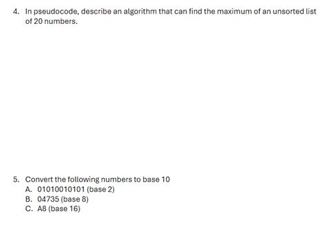 Solved 4 ﻿in Pseudocode Describe An Algorithm That Can