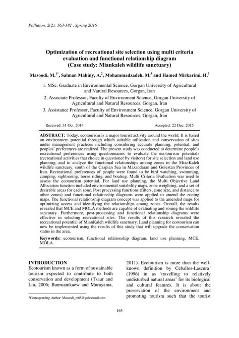 Pdf Optimization Of Recreational Site Selection Using Multi Criteria Evaluation And Functional