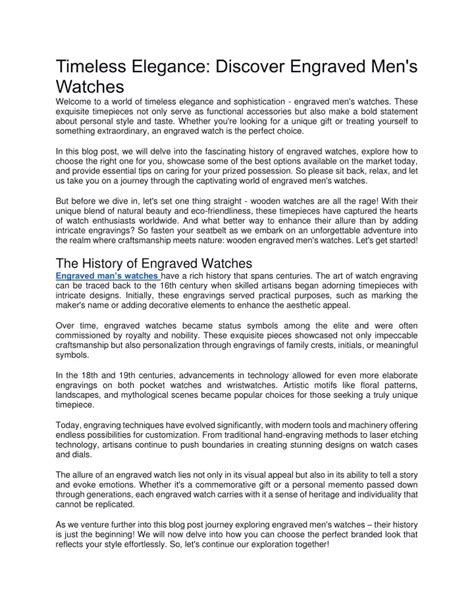 Ppt Timeless Elegance Discover Engraved Men S Watches Powerpoint Presentation Id