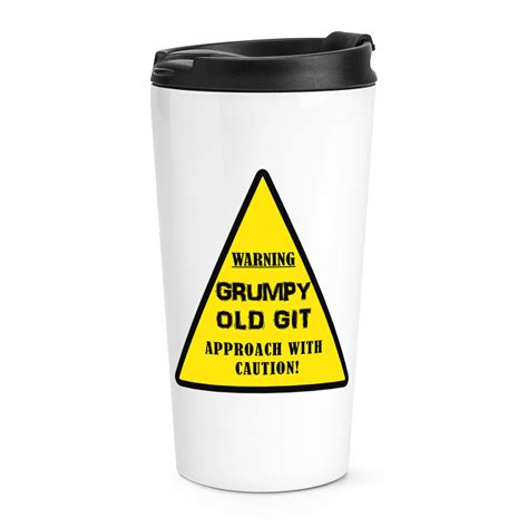 Warning Grumpy Old Git Yellow Travel Mug Cup