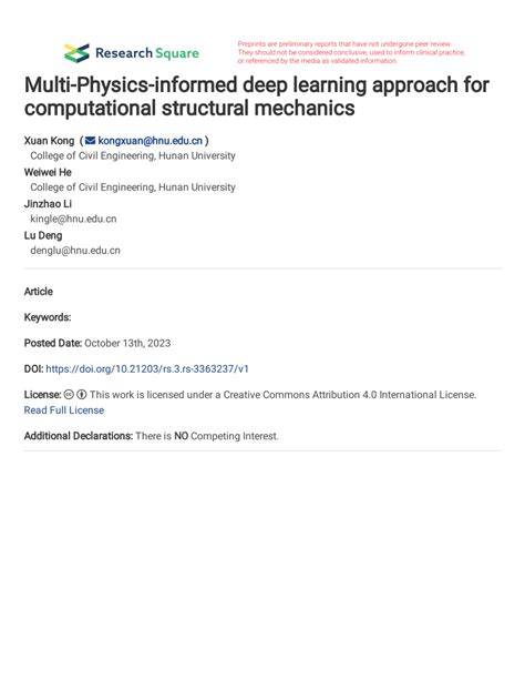 Pdf Multi Physics Informed Deep Learning Approach For Computational