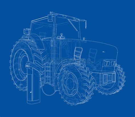 Electric Farm Tractor Charging Station Sketch Stock Illustration