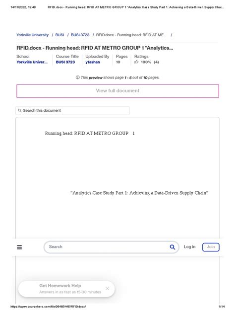Rfid Docx Running Head Rfid At Metro Group 1 Analytics Pdf Radio Frequency